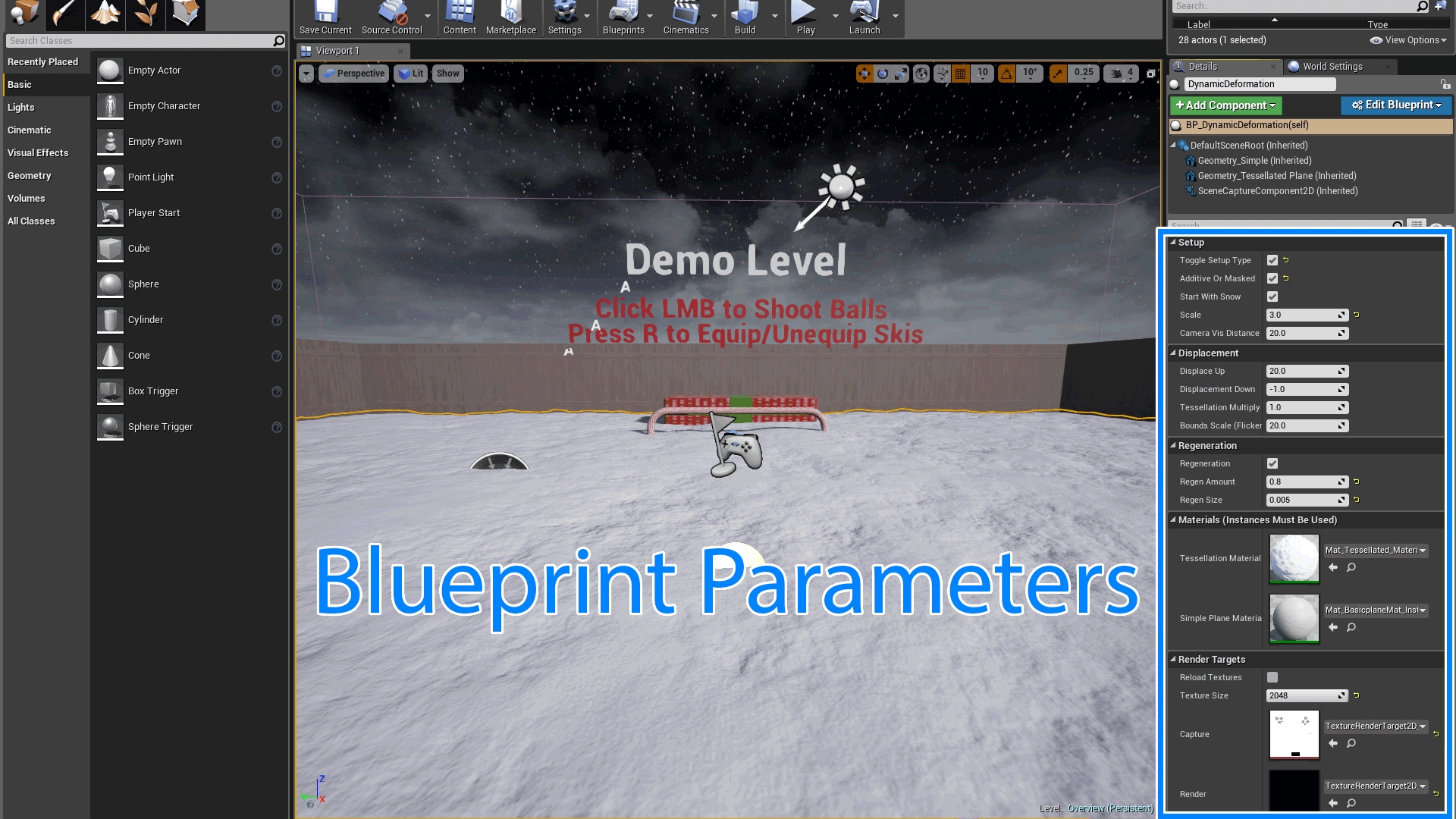 Dynamic Plane Deformation Blueprint with Snow Demo in Blueprints - UE ...