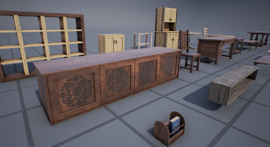 Interior Props: Wood Furniture 1 in Props - UE Marketplace