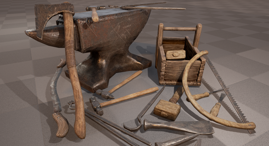 Medieval Craftsman Tools in Props - UE Marketplace