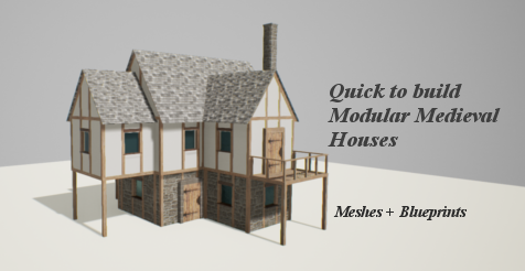Modular Medieval Houses in Blueprints - UE Marketplace