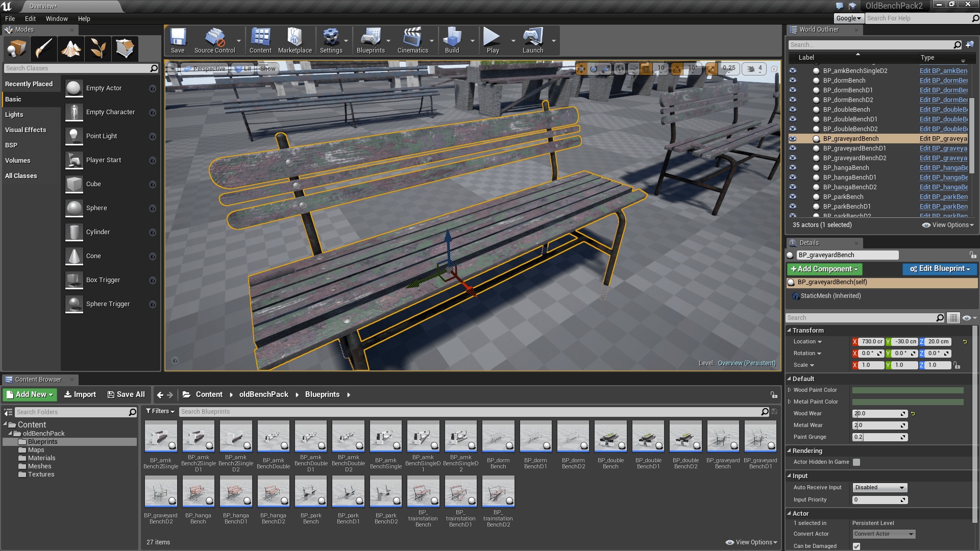 Old Bench Pack, 카테고리 소품 - UE 마켓플레이스