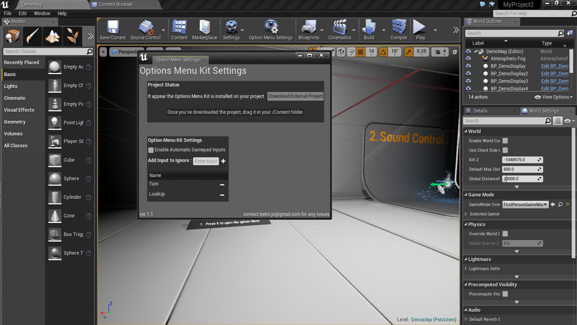 Option Menu Kit, 카테고리 코드 플러그인 - UE 마켓플레이스