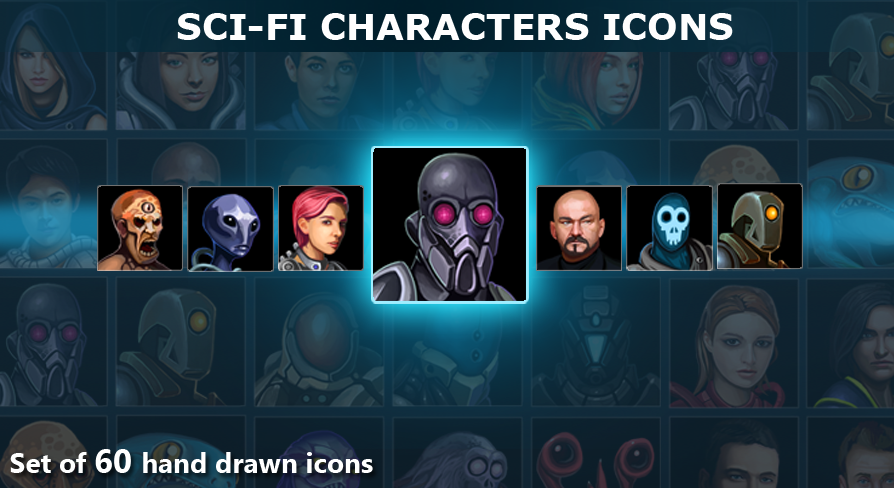 在贴图创建的SciFi Characters Icons - 虚幻引擎商城