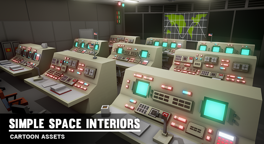 Simple Space Interiors in Props - UE Marketplace