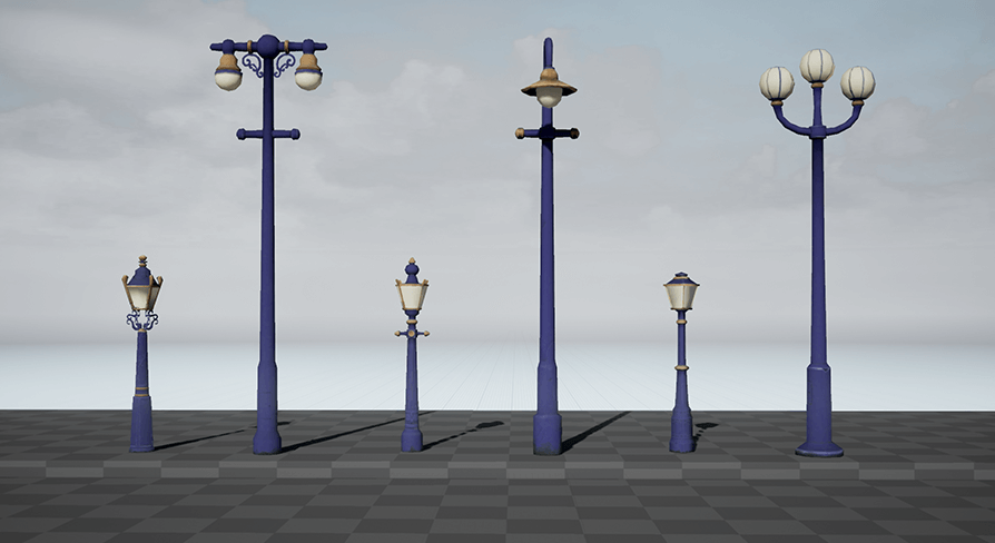 Six Victorian Streetlights in Props - UE Marketplace