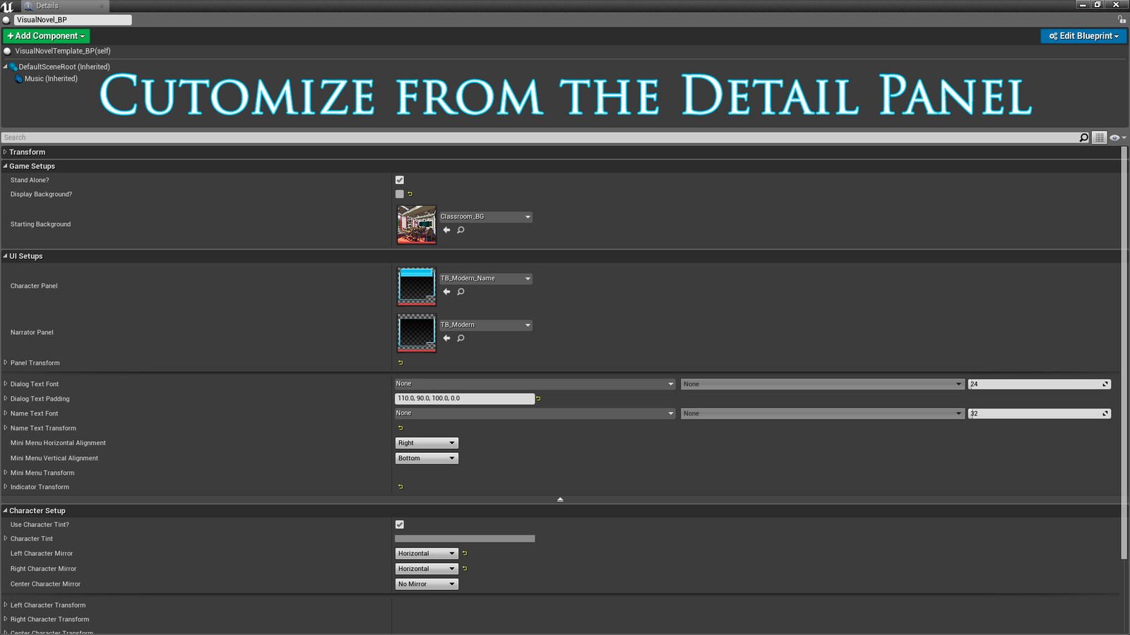 Visual Novel Template in Blueprints - UE Marketplace