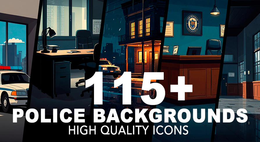 在二维资源创建的115+ POLICE BACKGROUNDS - 虚幻引擎商城