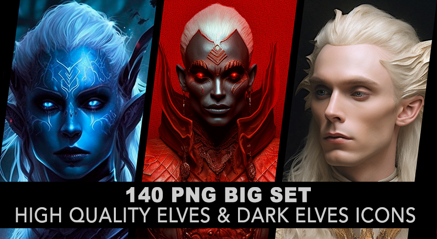 140 Elves & Dark Elves Avatar Icons BIG SET, 카테고리 2D 애셋 - UE 마켓플레이스