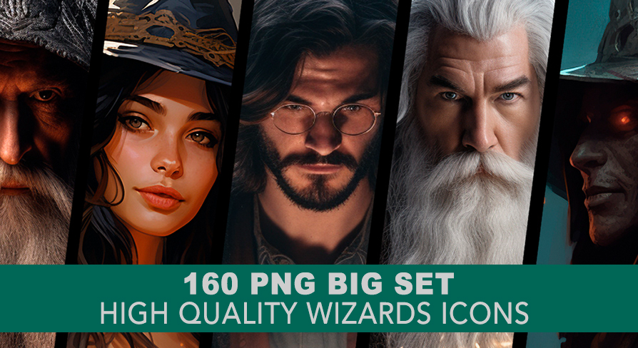 160 Wizards Avatar Icons BIG SET in 2D Assets - UE Marketplace