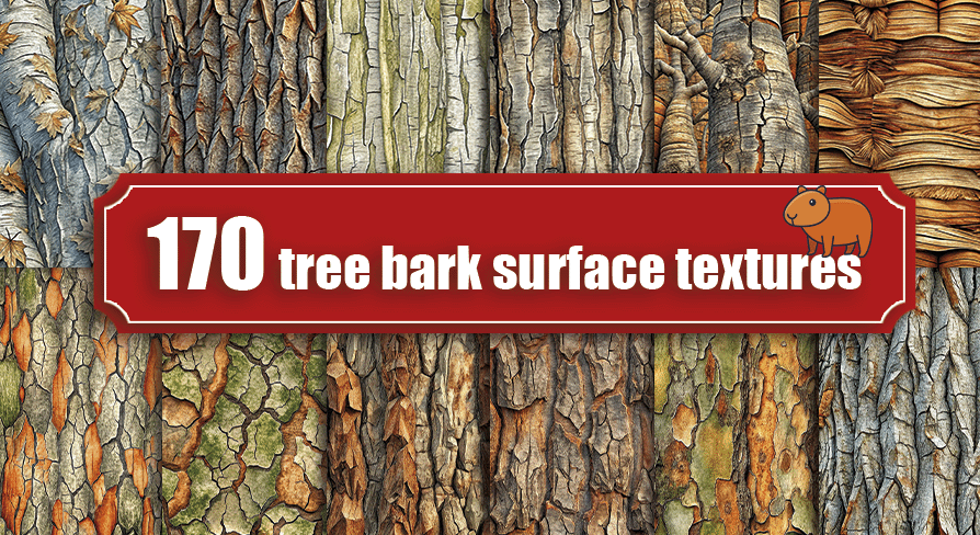 170 Seamless Tree Bark Textures：テクスチャー - UE マーケットプレイス
