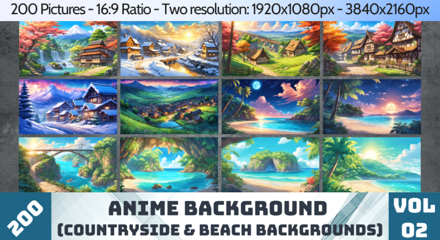 200 Anime Landscape Backgrounds Pack 2 in 2D Assets - UE Marketplace
