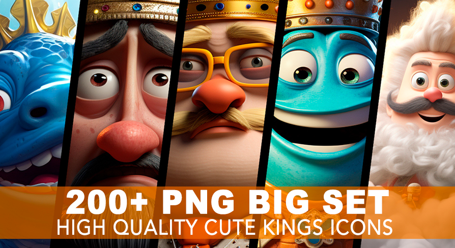 200+ Cute Kings Avatars Icons BIG PACK, 카테고리 2D 애셋 - UE 마켓플레이스