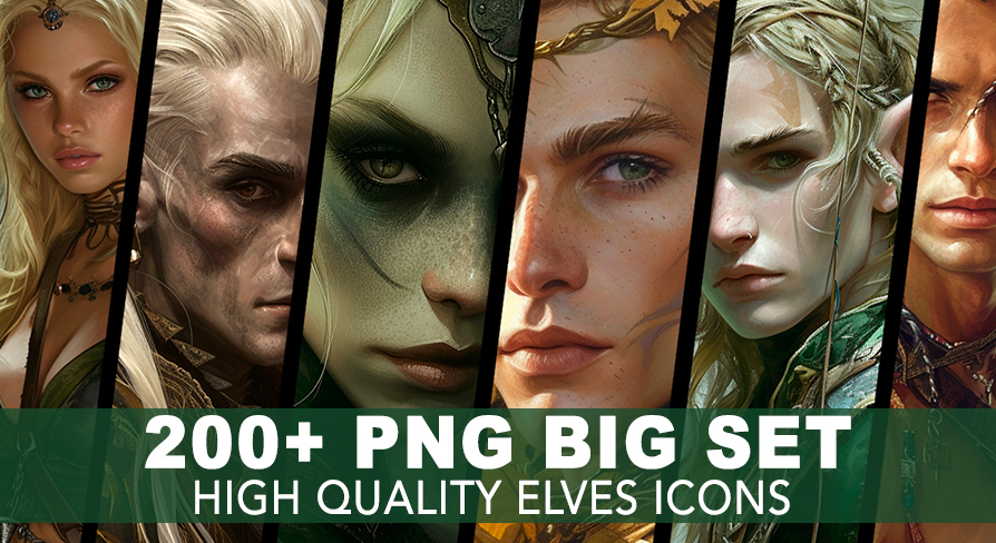 200+ Elves Avatar Icons BIG PACK：2Dアセット - UE マーケットプレイス