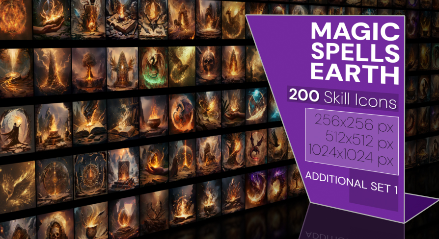 200 additional magical spell icons themed around - Soil, Earth：2Dアセット ...