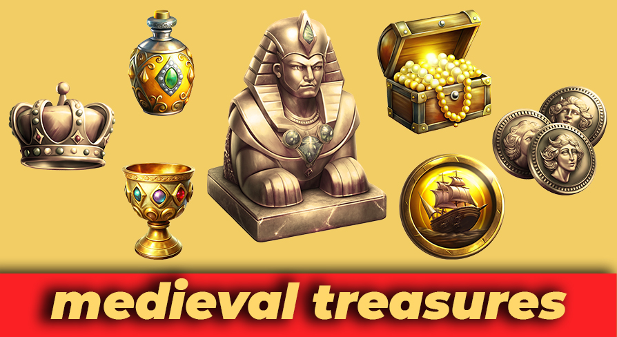 240 2D Treasures Icons Hoard Jewels Game Assets：2Dアセット - UE マーケットプレイス