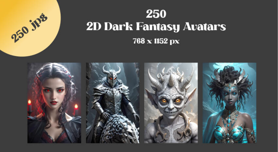 250 2D Dark Fantasy Avatars in 2D Assets - UE Marketplace