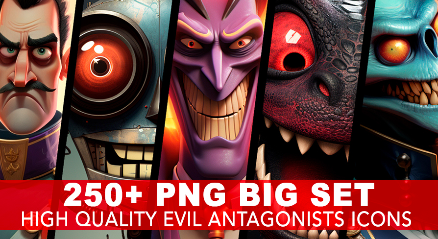 250+ Evil Genius Villains Avatars Icons BIG PACK, 카테고리 2D 애셋 - UE 마켓플레이스