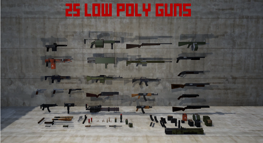 25 Low Poly Guns, 카테고리 무기 - UE 마켓플레이스