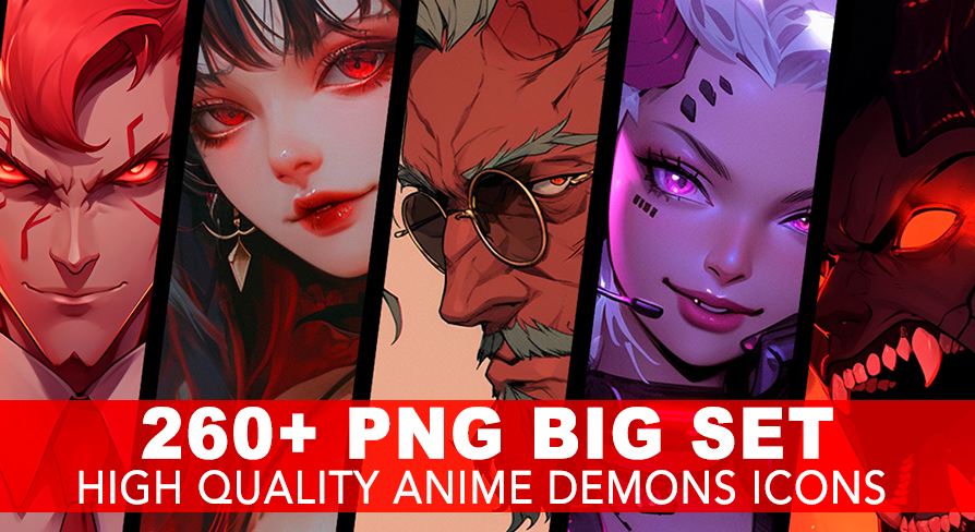 260+ Anime Demons Avatar Icons BIG PACK in 2D Assets - UE Marketplace