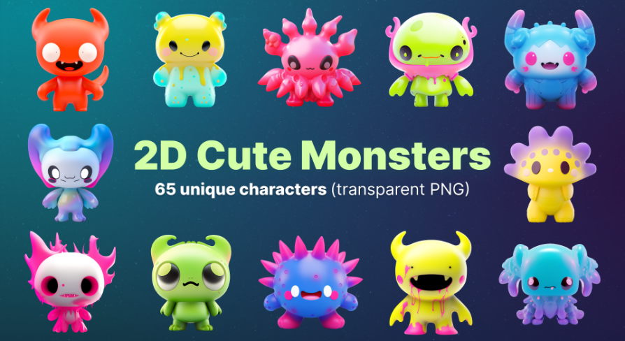 2D Cute Monsters Pack, 카테고리 2D 애셋 - UE 마켓플레이스