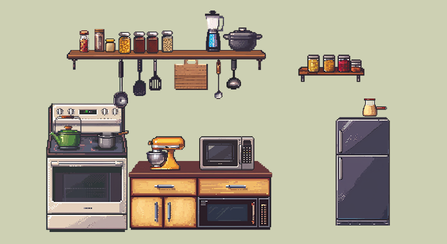 2D Pixel Kitchen Furniture 1 in 2D Assets - UE Marketplace