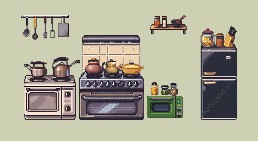 2D Pixel Kitchen Furniture 2 in 2D Assets - UE Marketplace