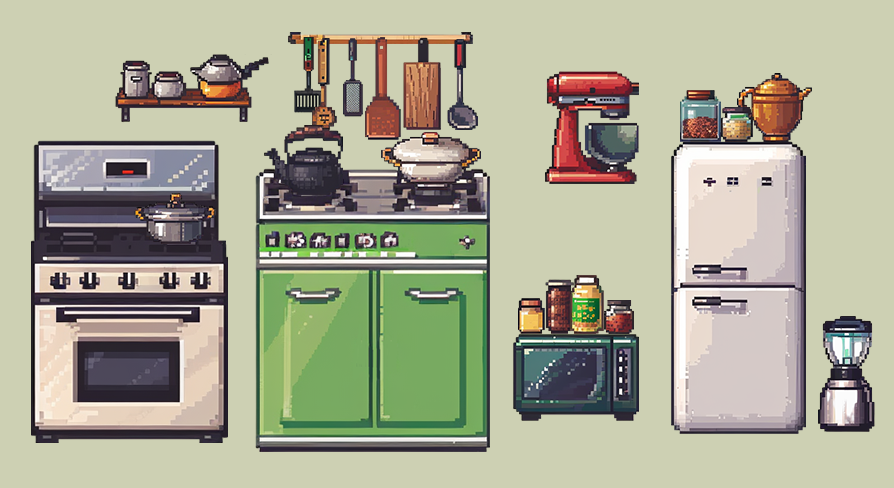 2D Pixel Kitchen Furniture 3 in 2D Assets - UE Marketplace
