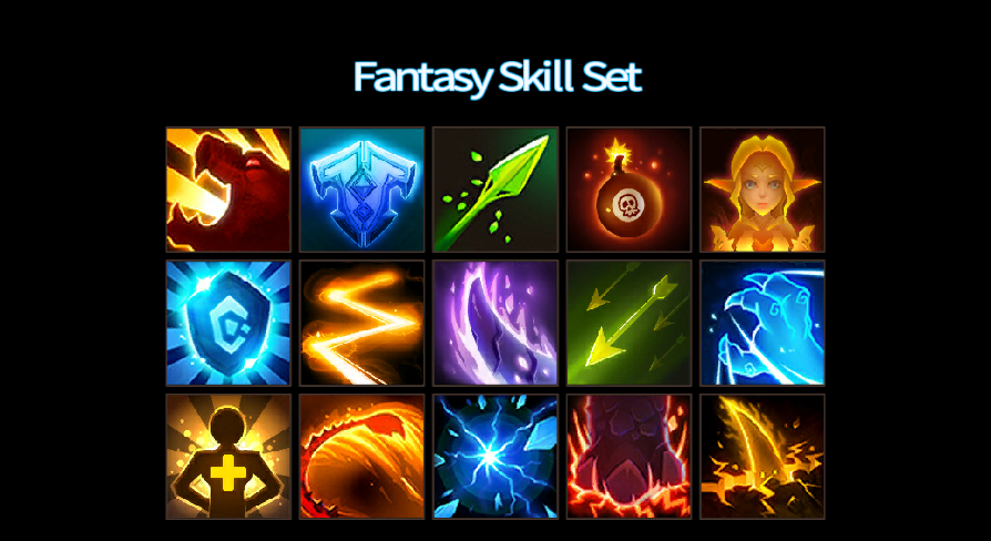 在二维资源创建的340+ Fantasy Skill Icons Set - 虚幻引擎商城