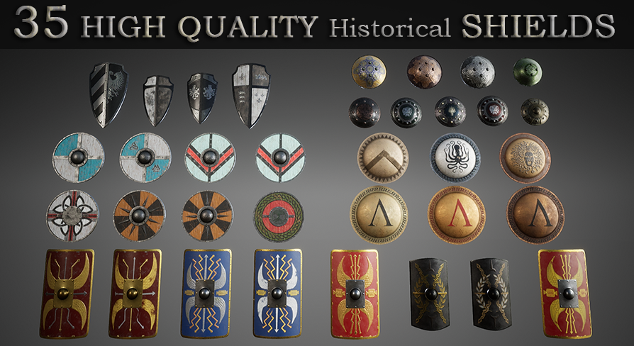 35 HIGH QUALITY Historical SHIELDS, 카테고리 무기 - UE 마켓플레이스