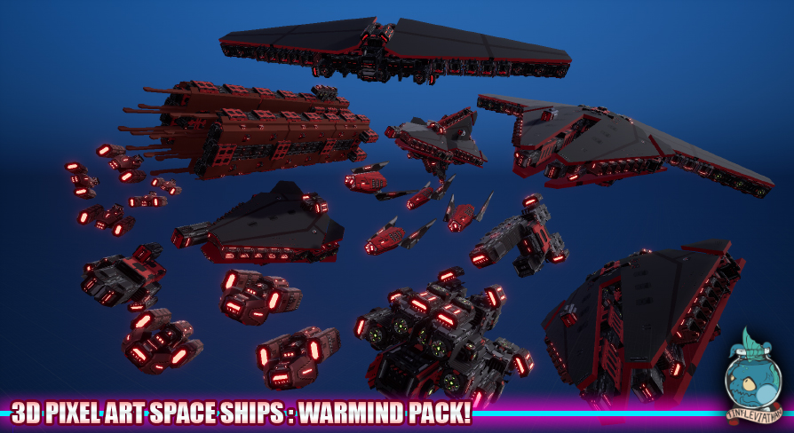 3D Pixel Art Spaceships : Warmind Fighters and Battleships in Props ...