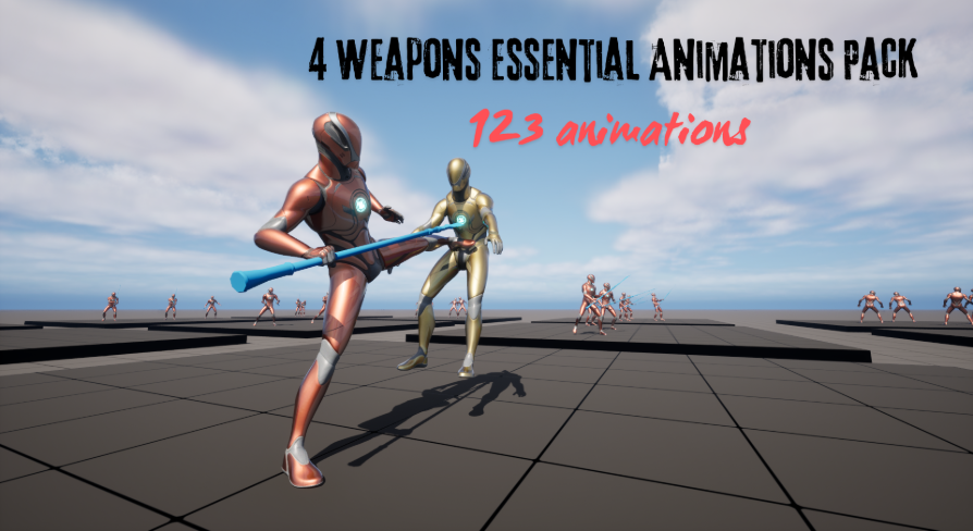 4 Weapons Essential Animations, 카테고리 애니메이션 - UE 마켓플레이스