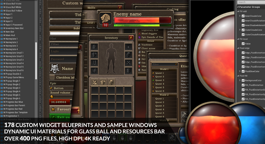 4k Full Fantasy Gui Ui Over 400 Png 178 Widget Blueprints In 2d Assets Ue Marketplace