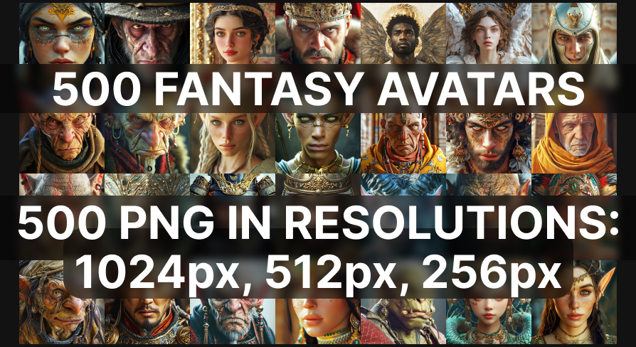 500 Fantasy Avatars in 2D Assets - UE Marketplace