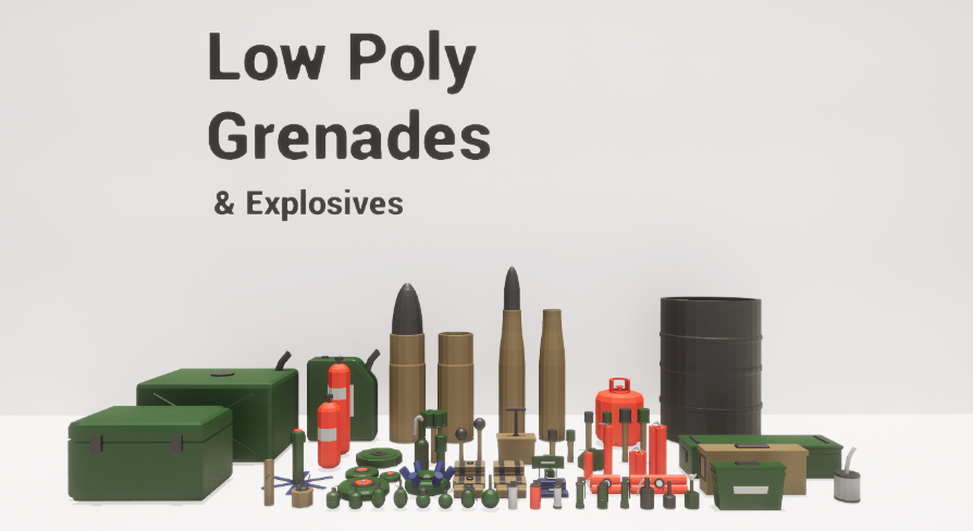 50+ Low poly Grenades and Explosives pack in Props - UE Marketplace
