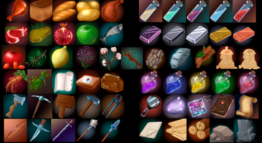 50 unique game resource icons in 2D Assets - UE Marketplace