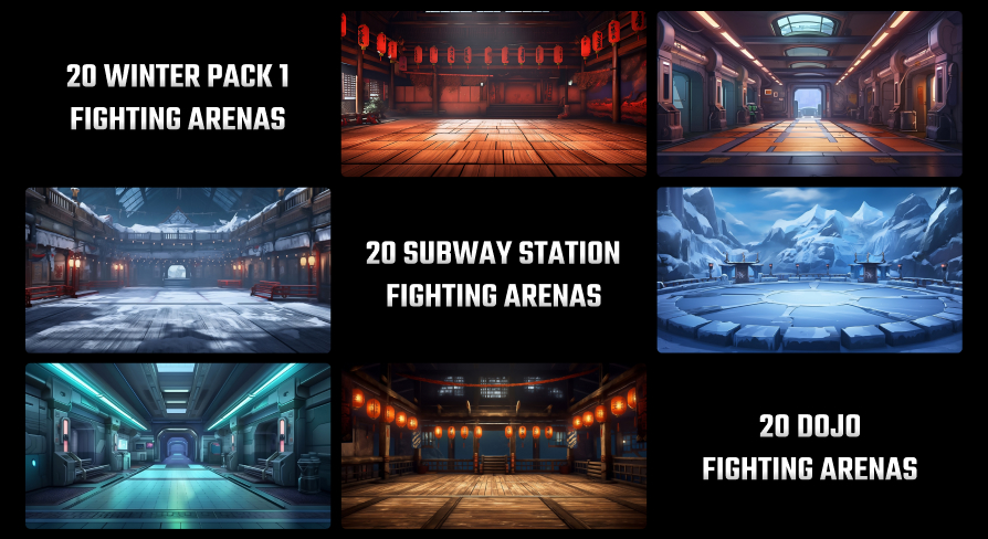 在二维资源创建的60 4k Backgrounds for Fighting Arenas. Pack 3 - 虚幻引擎商城