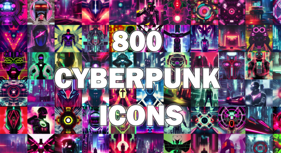 800 Cyberpunk Game Icons IA in 2D Assets - UE Marketplace