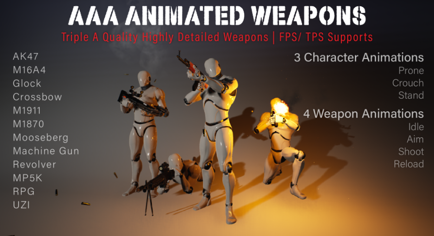 Animated Weapons Pack in Weapons - UE Marketplace