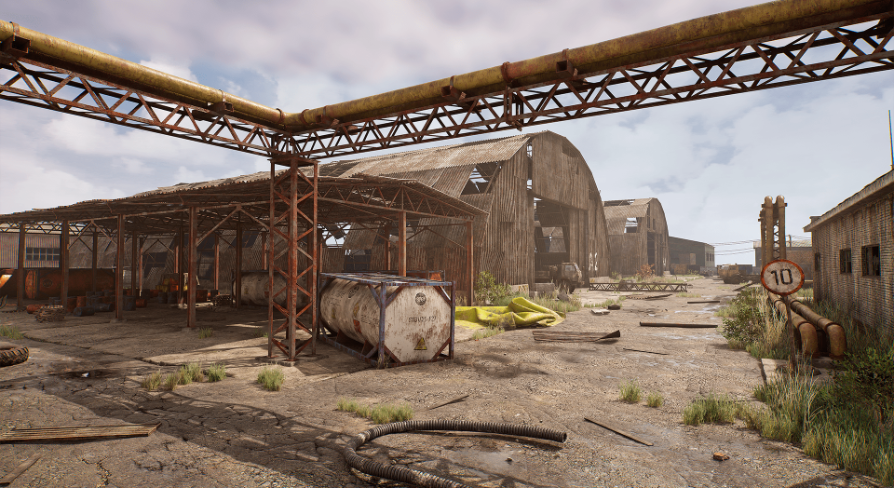 Abandoned Factory Railway Industrial Zone In Environments Ue