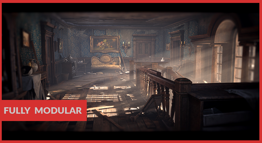 Abandoned Mansion _ Fully Modular Asset Pack：環境 - UE マーケットプレイス