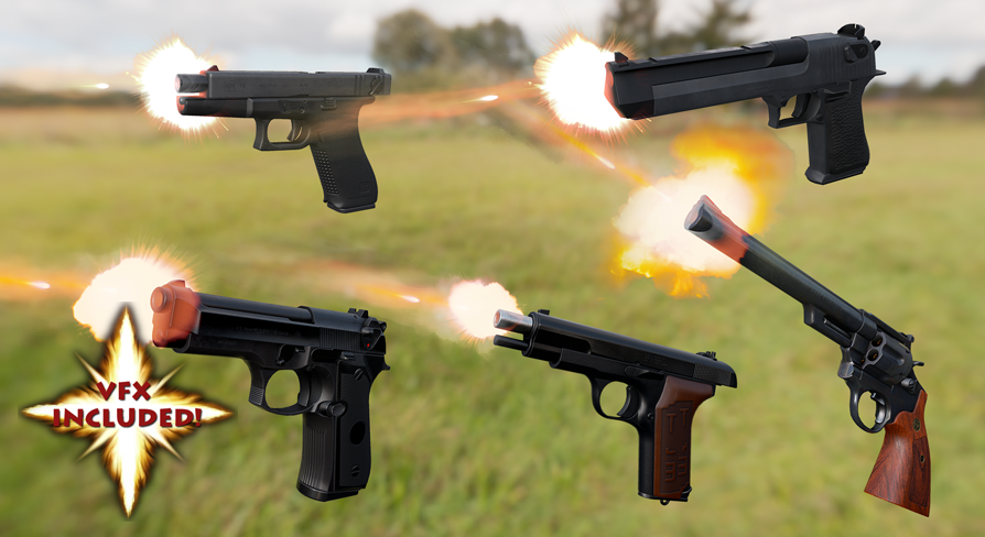Animated FPS 5 Pistol Pack in Weapons - UE Marketplace