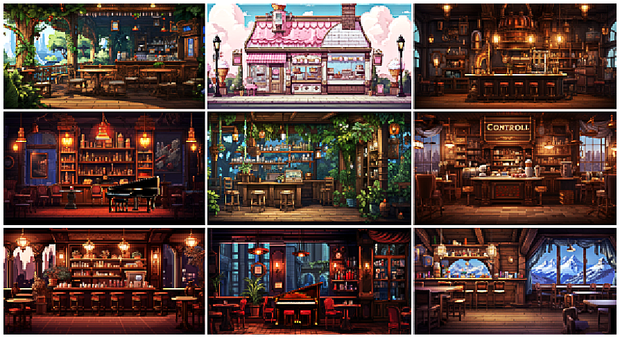 BACKGROUND - Pixel Cafe 2：2Dアセット - UE マーケットプレイス