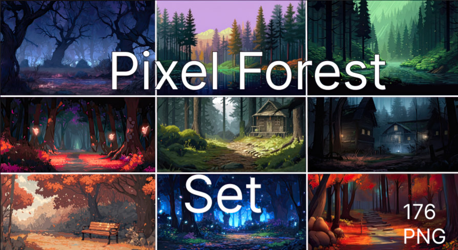 BACKGROUND - Pixel Forest 1：2Dアセット - UE マーケットプレイス