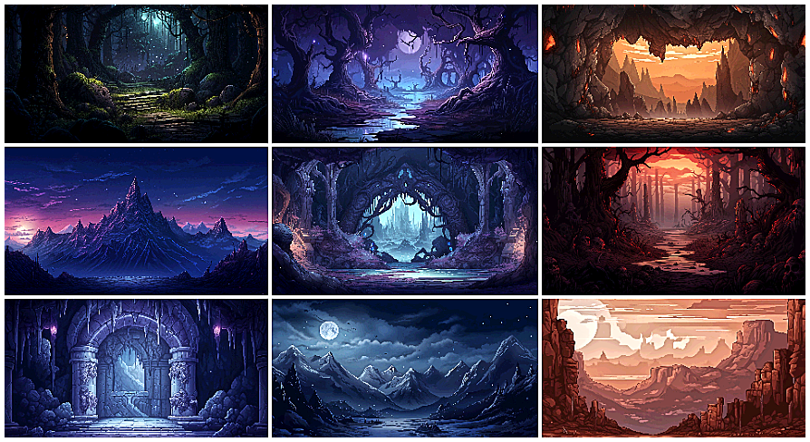 BACKGROUND - Pixel Hollow 2：2Dアセット - UE マーケットプレイス