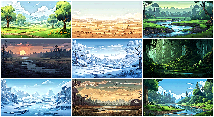 BACKGROUND - Pixel Nature 2, 카테고리 2D 애셋 - UE 마켓플레이스