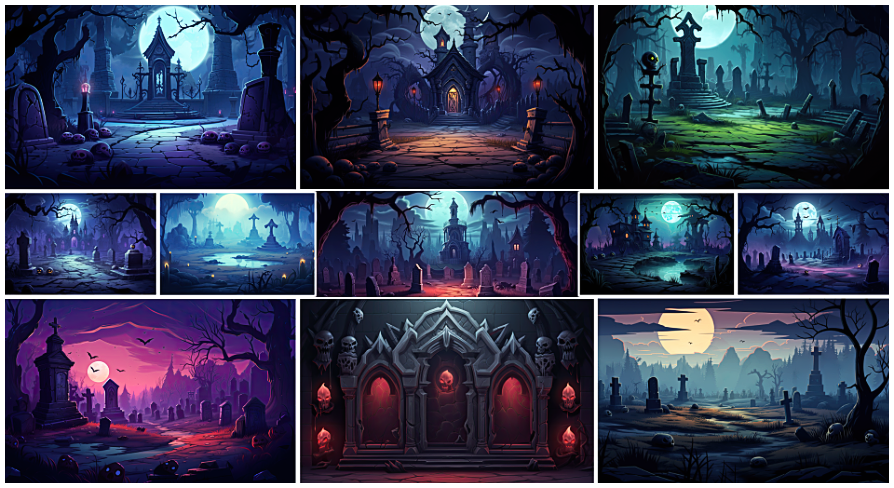 BACKGROUND - Stylized Graveyard 2 in 2D Assets - UE Marketplace