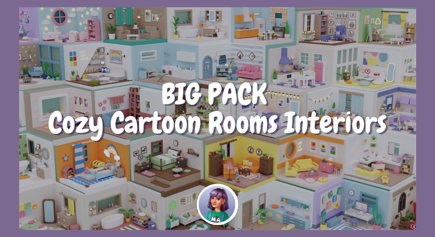 BIG PACK Cozy Cartoon Rooms Interiors in Props - UE Marketplace