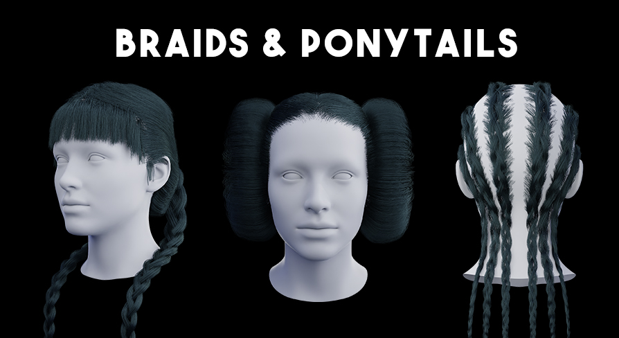 BRAIDS & PONYTAILS in Props - UE Marketplace