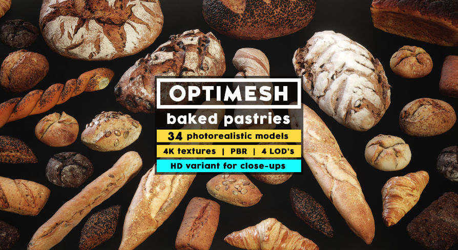 Breads, Rolls, Buns and Baguettes Food Pack in Props - UE Marketplace