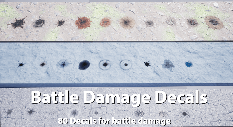 Battle Damaged Decals 1 in Materials - UE Marketplace
